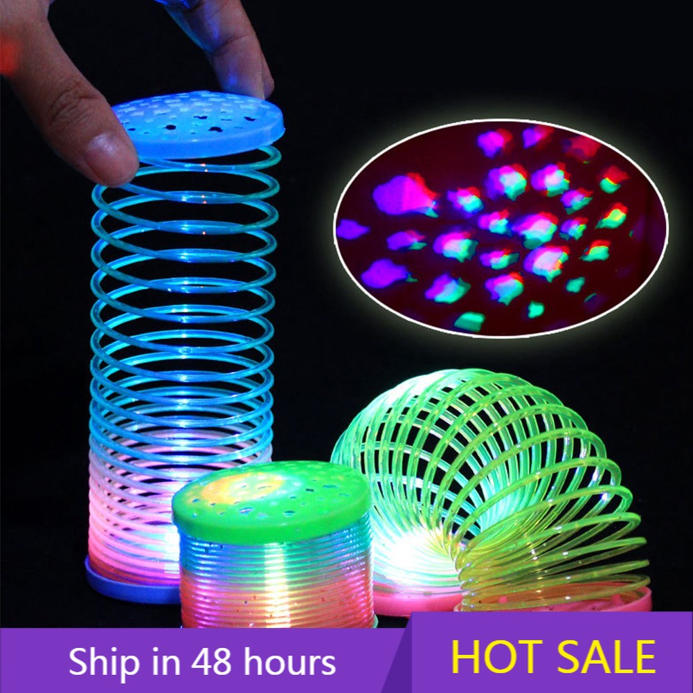 CG 3D Glow in Dark Walking Rainbow Spring Toy Circle Slinky Magic Circle Stretchy | Shopee ...