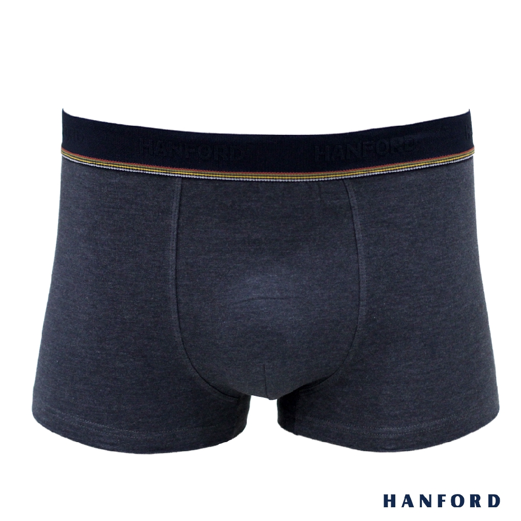 Hanford Men Cotton w/ Spandex Boxer Briefs - Dark Gray Melange (Single ...