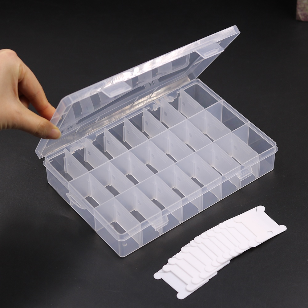 24 Grid Plastic Cross Stitch Embroidery Thread Storage Box Floss Tube ...