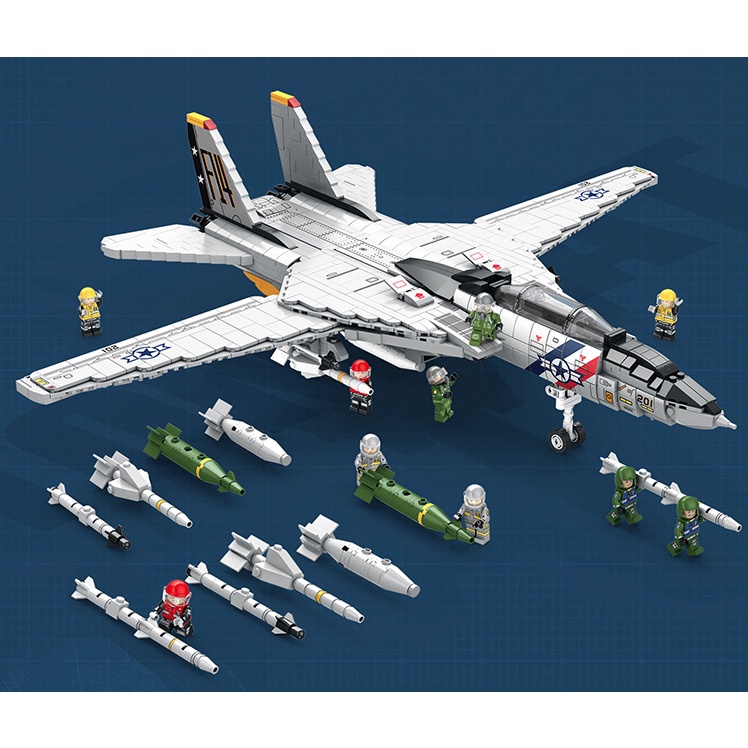 Mybrickstore 1600PCS Military F-14 Tomcat Air Fighter Plane Figures ...