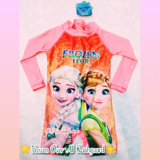 SALE!Disney Character Frozen Over-All Long Sleeve Rash Guard For Girl # ...