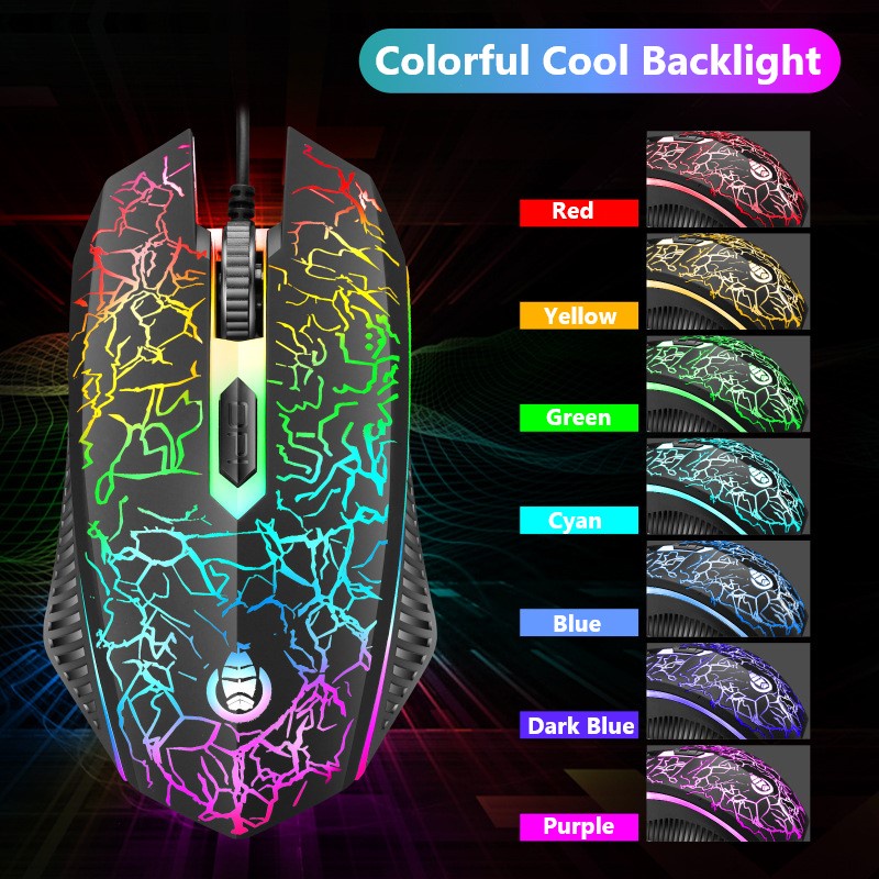 USB Wired Crack Breathing Light Backlight 4 Button Three-speed ...