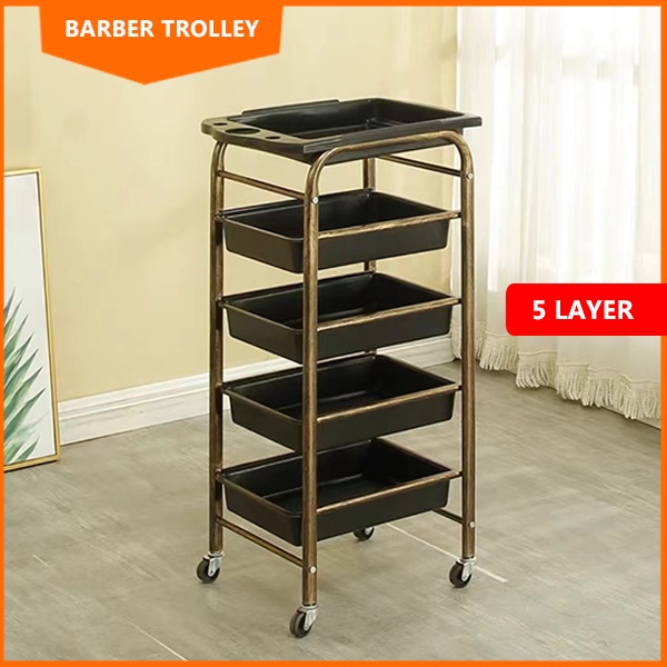 Heavy Duty Salon High End Trolley Cart For Hair Salon 5 Layers Barber ...