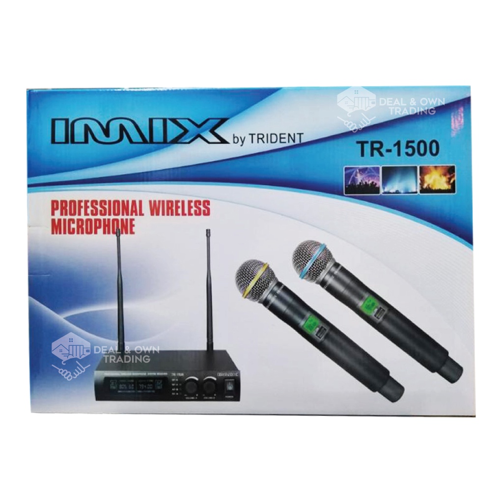 IMIX by Trident TR-1500 2 Channel UHF Professional Wireless Microphone ...