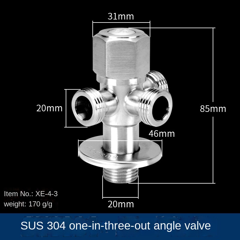 304 Stainless Steel Three-Four-Way Angle Valve Toilet Inlet Pipe Water ...