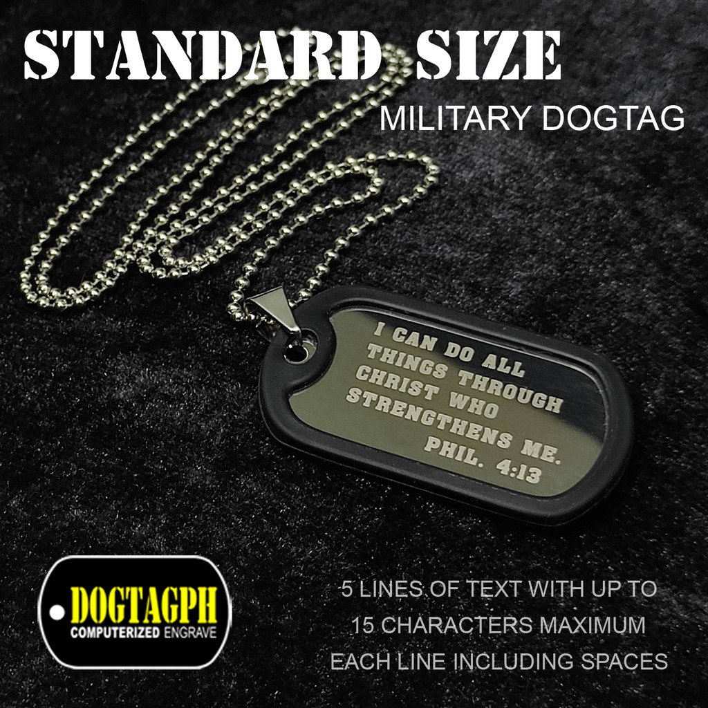 Dog Tag Single ( Personalized Necklace , Military Tag, Medical Alert ...