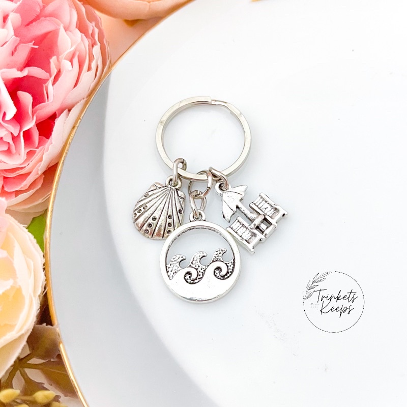 Sea Keychain, Mermaid Keychain, Custom Keychain, Initial Keychain, Wave ...