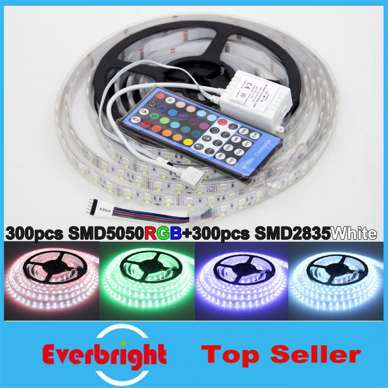 Double Row RGB LED Strip 5M 600LEDs SMD5050 RGB SMD2835 White Flexible ...