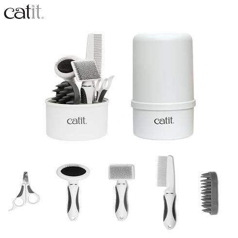 Catit 5-in-1 Shorthair Grooming Kit (Brush, Comb, Nail Clipper ...