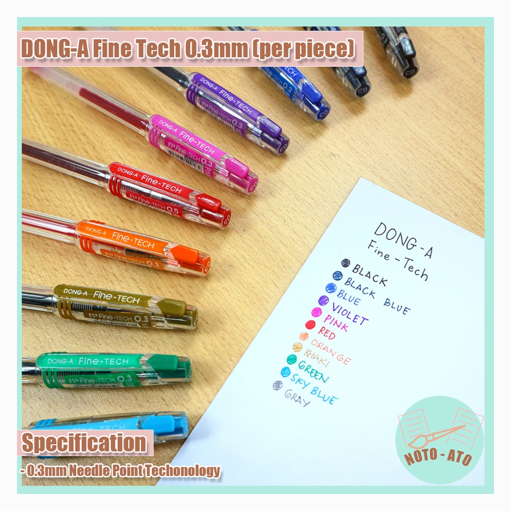 DONG-A Fine Tech Pen 0.3mm Black and Colored | Shopee Philippines