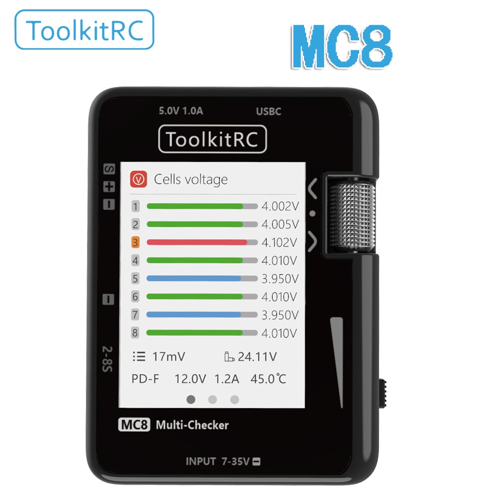 Original ToolkitRC MC8 Smart Battery Multi-Checker Balancer Receiver ...