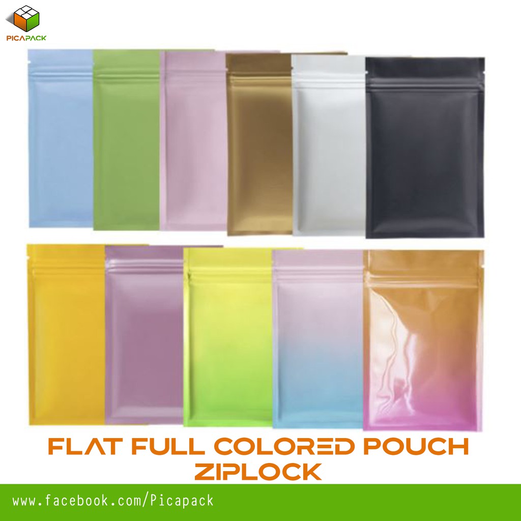 50pcs Flat Full Matte Colored Designs Pouch with Ziplock Resealable ...