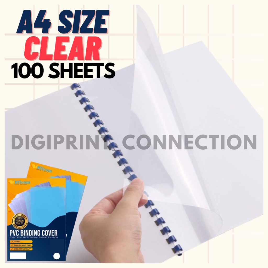 100pcs PVC Binding Cover Clear 200 microns A4 | Short | Legal || PP ...