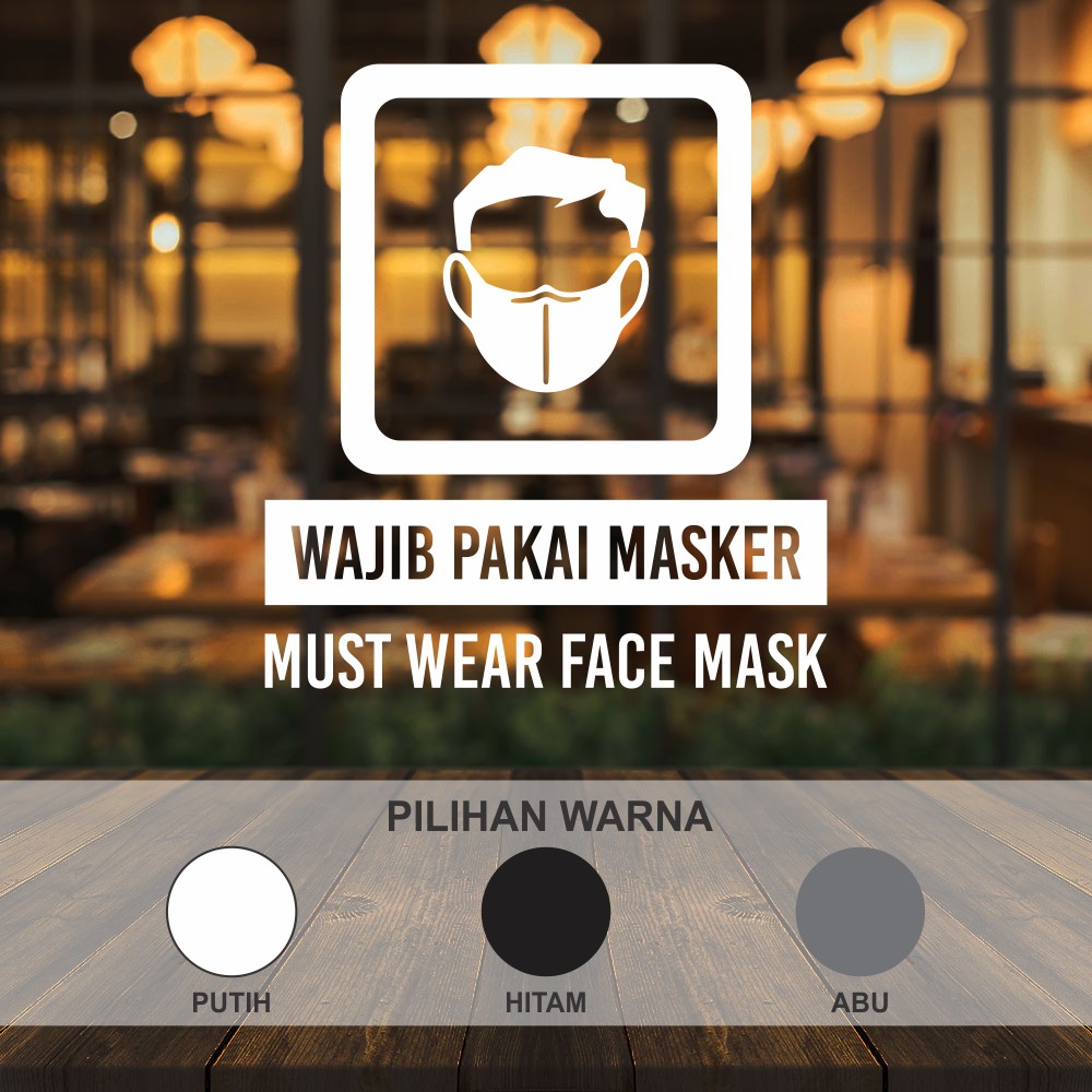 Cutting Sticker Mandatory Indo Mask Eng Square Glass Sticker Cafe Resto ...