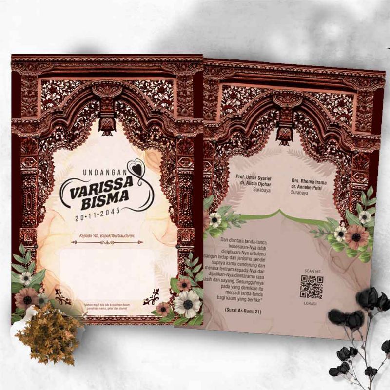 Unique, Simple, Elegant, Rustic Wedding Invitation with gebyok Javanese ...