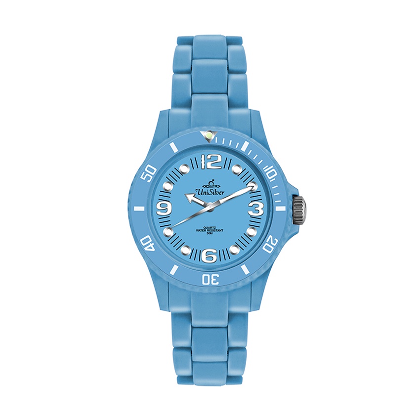 UniSilver TIME CRYSTAL CLEAR Women's Analog Blue Rubber #KW1071-2114 ...