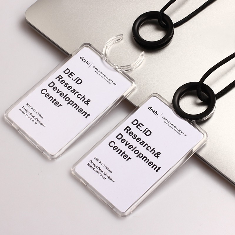 DEZHI Multi-function ID Card Holder with Slim Black Lanyard Transparent ...