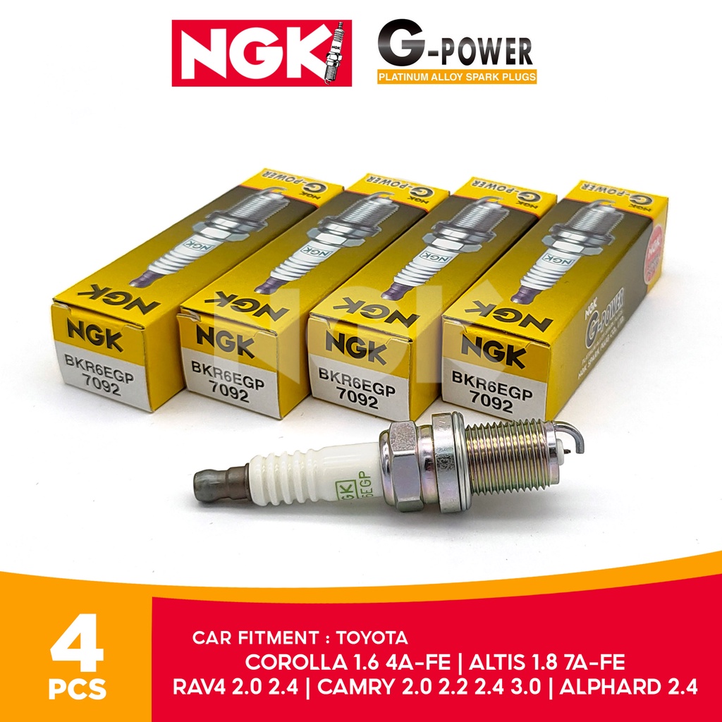 NGK 4Pcs BKR6EGP Platinum Spark plug for Toyota Corolla 1.6 Gli / Altis / Camry / Rav4 / Alphard ...