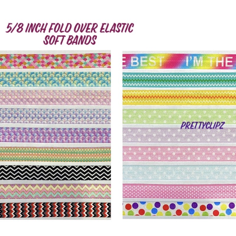 5/8 inch Printed Elastic Fold Over Elastic / Soft Bands For DIY ...