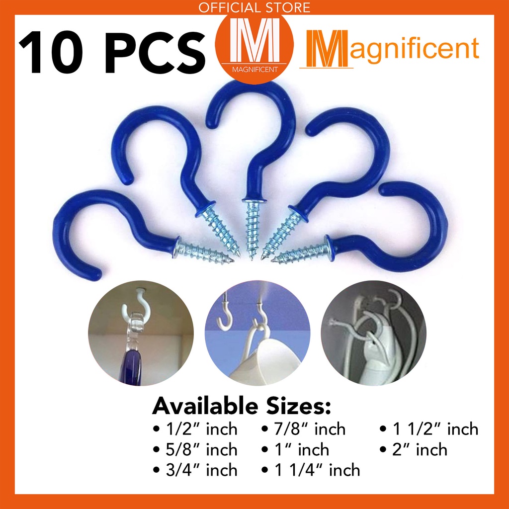 Self-Tapping Cup Hook | Square Hooks | Screw Eye Ring (10 pieces) PVC ...