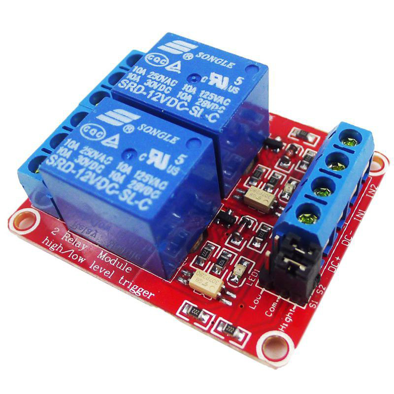 DC 12V 2 Channel Relay Module with Optocoupler Isolation H/L Level ...