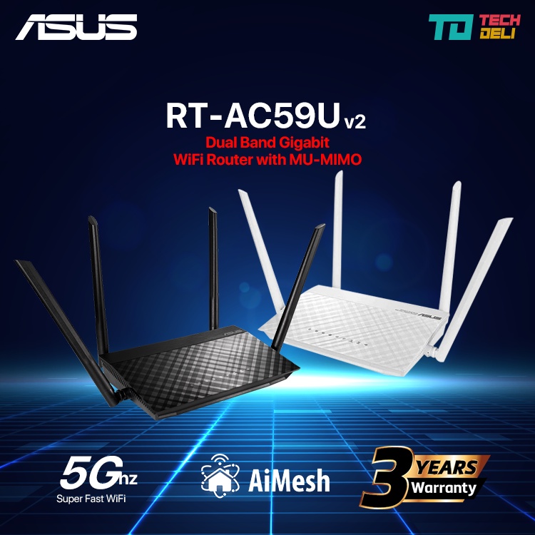 ASUS RT-AC59U v2 AC1500 Dual Band Gigabit WiFi Router with AiMesh [3 ...