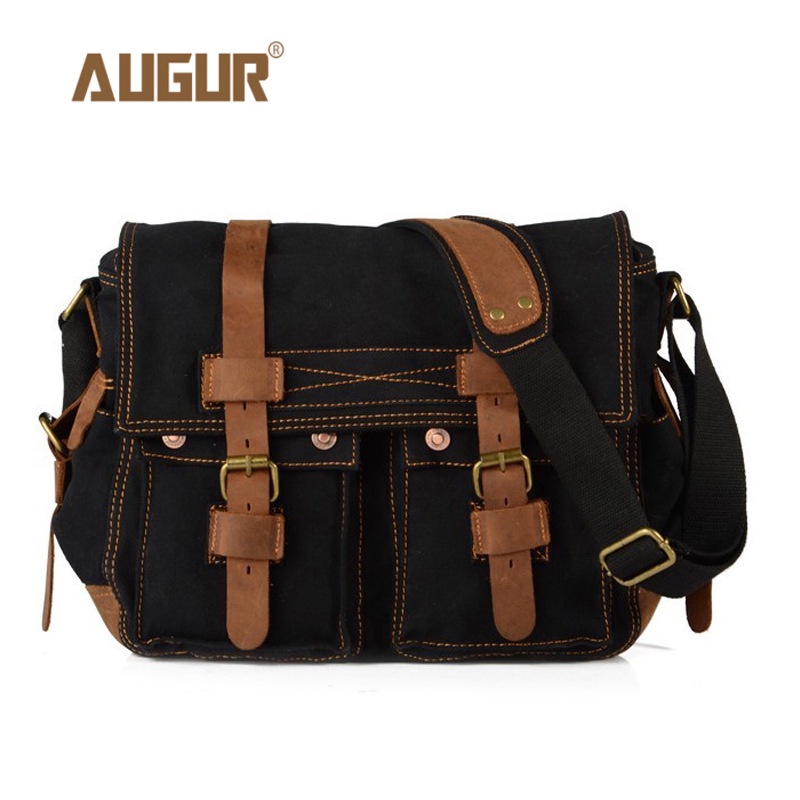 AUGUR canvas bag for men chest shoulder body leather sling tote travel ...