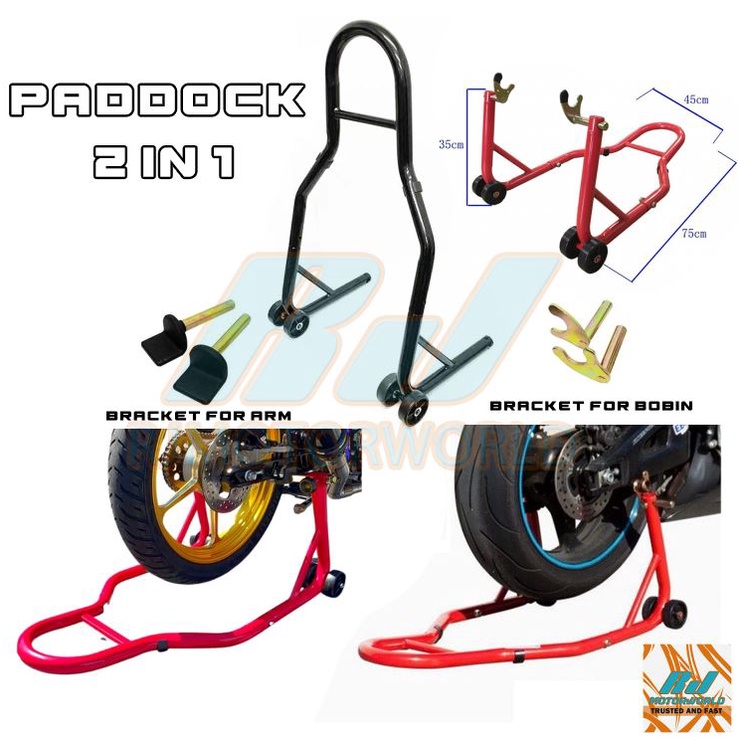 UNIVERSAL 2 IN 1 PADDOCK STAND / STAND BELAKANG ( SWING ARM HOLDER AND ...