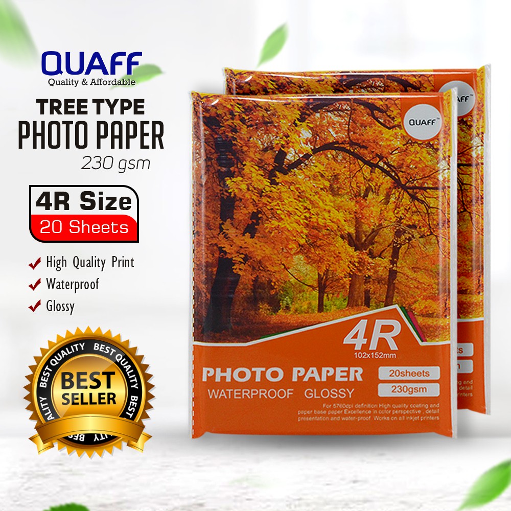 QUAFF 230gsm 4R Glossy Photo Paper / Inkjet Photo Paper (20 sheets ...