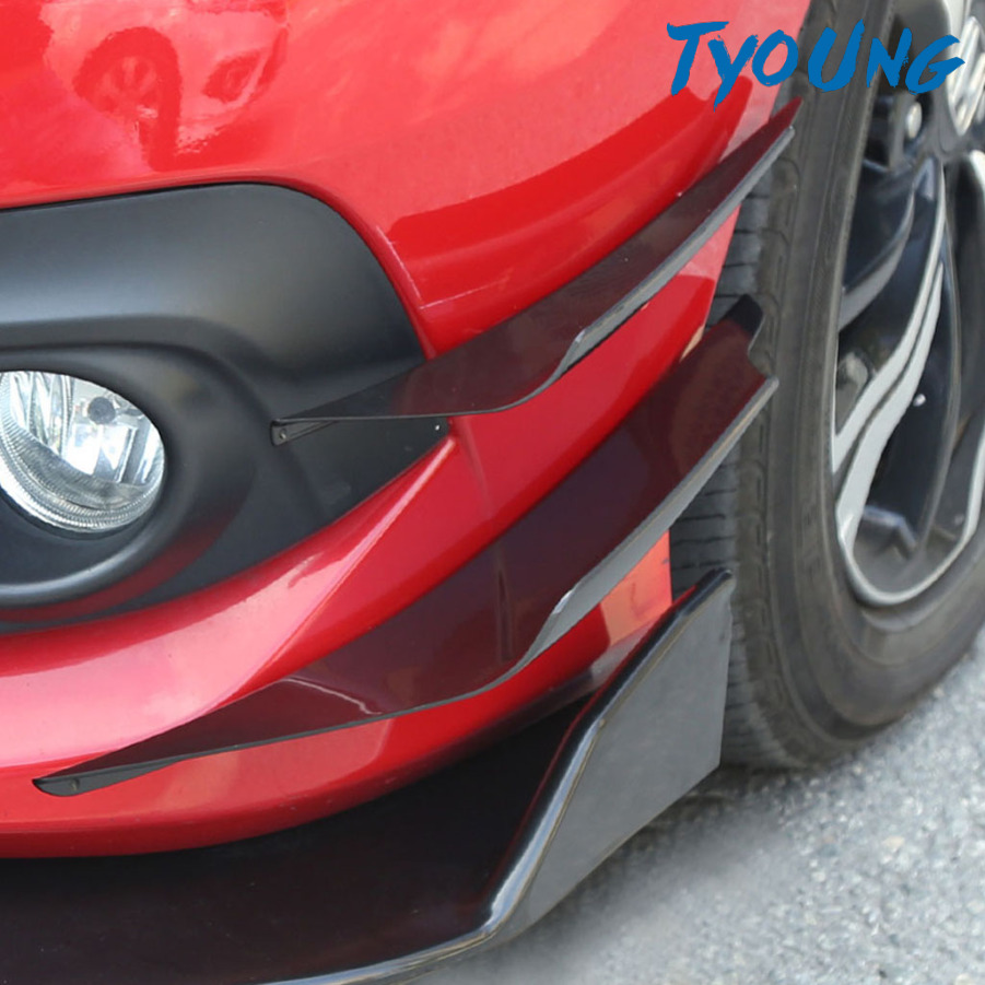 [ 4 pcs Carbon Fiber Front Bumper Side Canards Splitter Fins General ...
