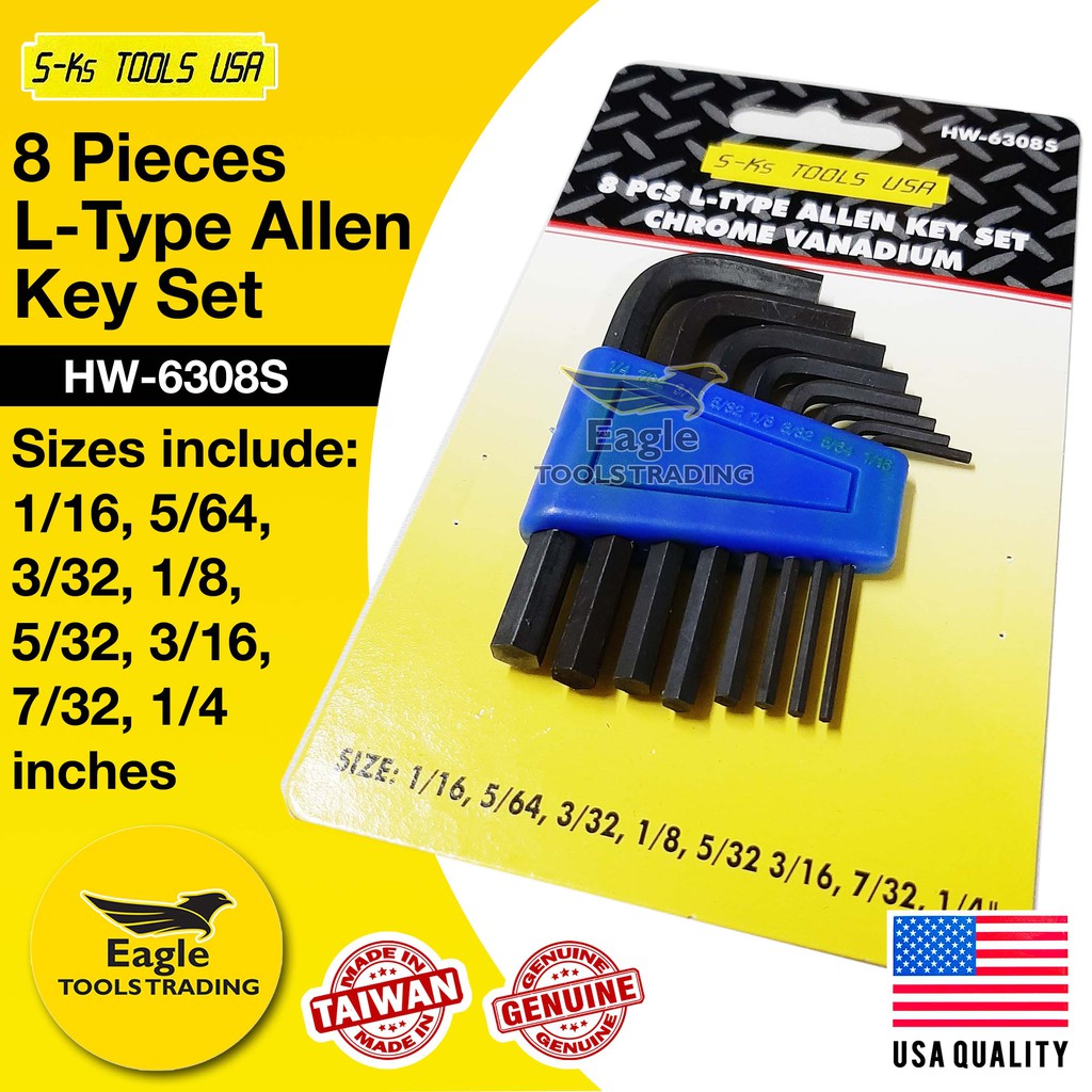 S-Ks Tools USA Allen Key Wrench Set SAE L-type allen key wrench sae ...