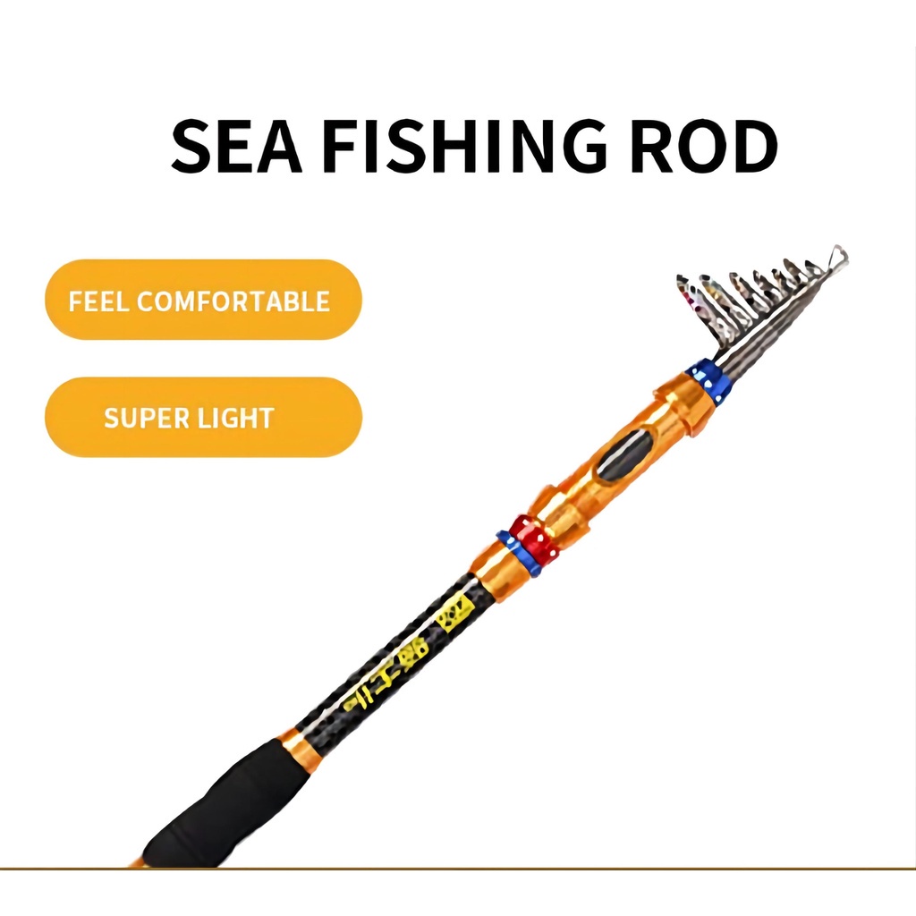 1.8m Carbon Fiber Fishing Rod Outdoor Telescopic Rod Fishing Pole Ultra ...