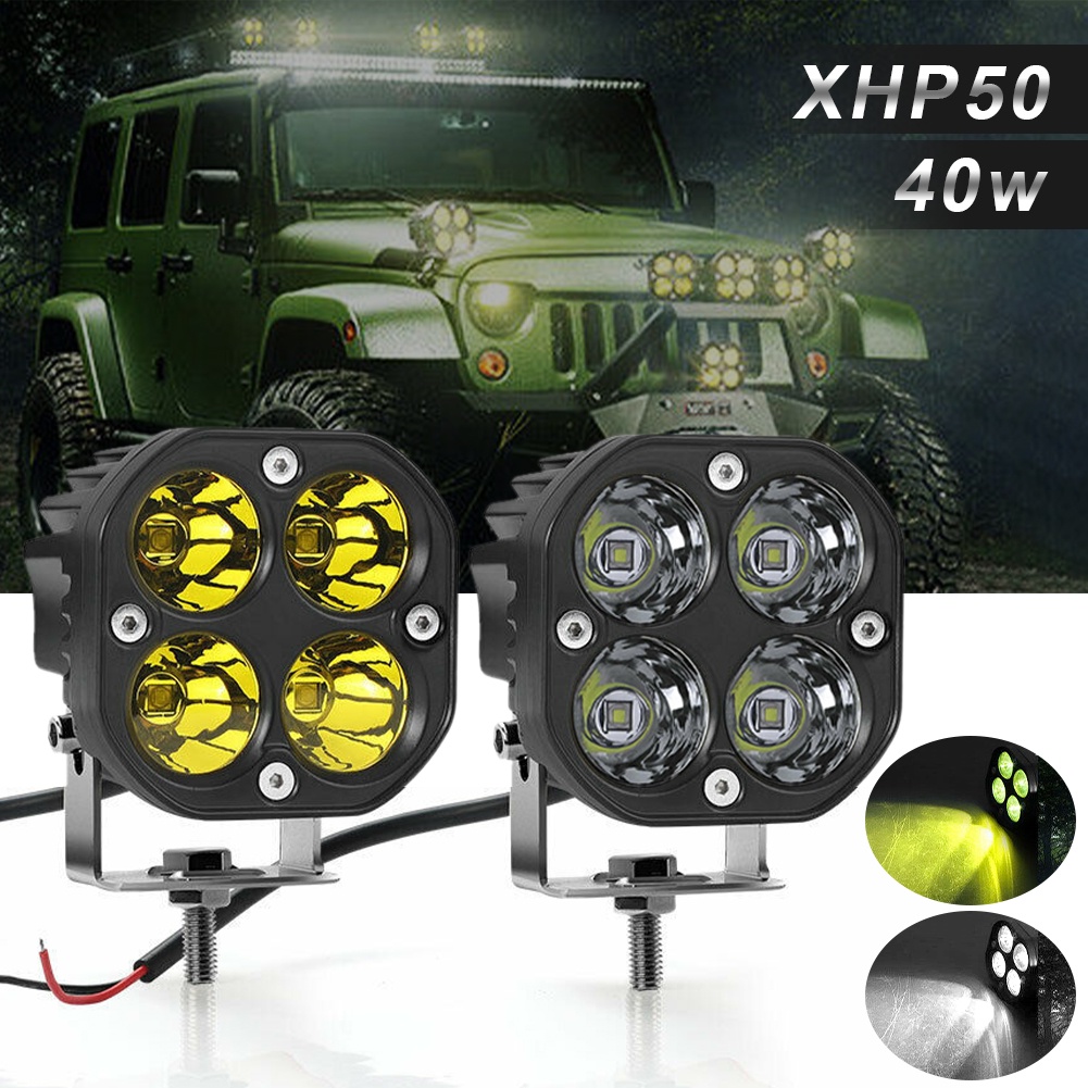 2PCS Mini Driving Light 40W 4 LED 3 Inch Motorcycle Headlight Car ...