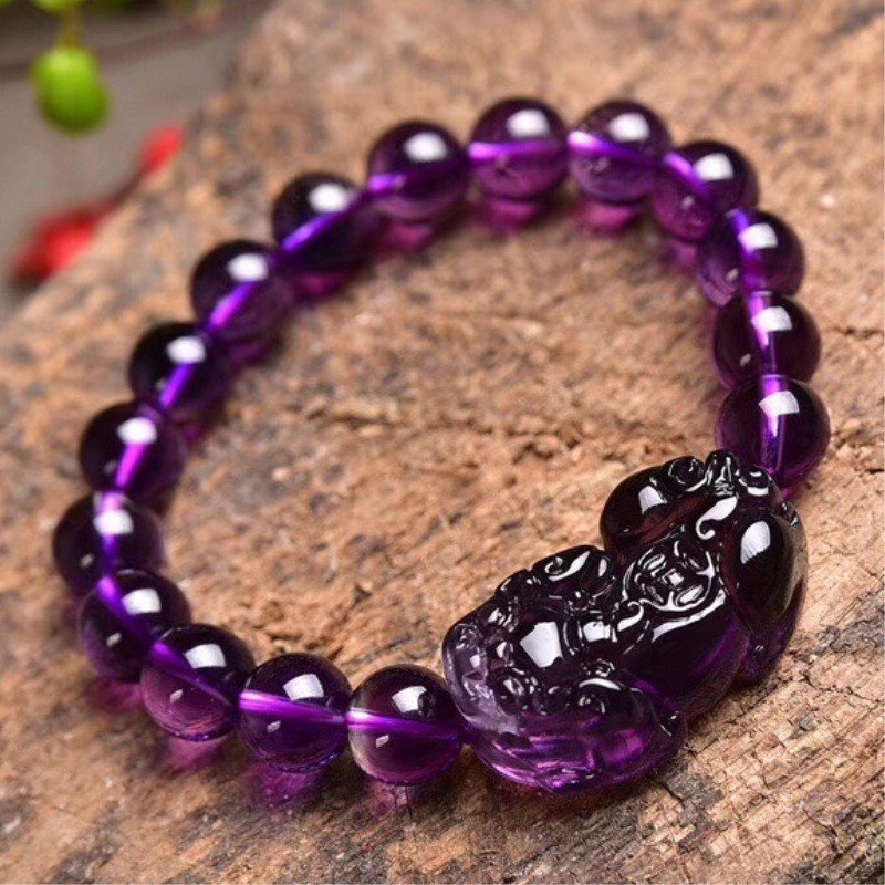 Amethyst Pixiu Pi Yao Bracelet Purple Crystal Pixiu Bead Bracelet ...