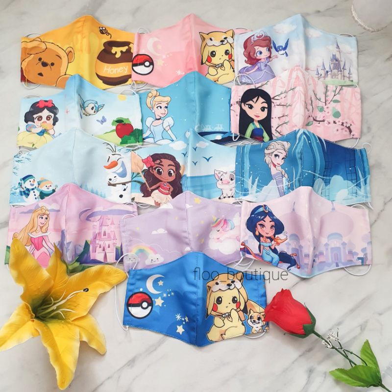 Adult - PRINCESS FABRIC MASK, WINDPOOH, STRAW RUBBER (MULAN, ELSA ...