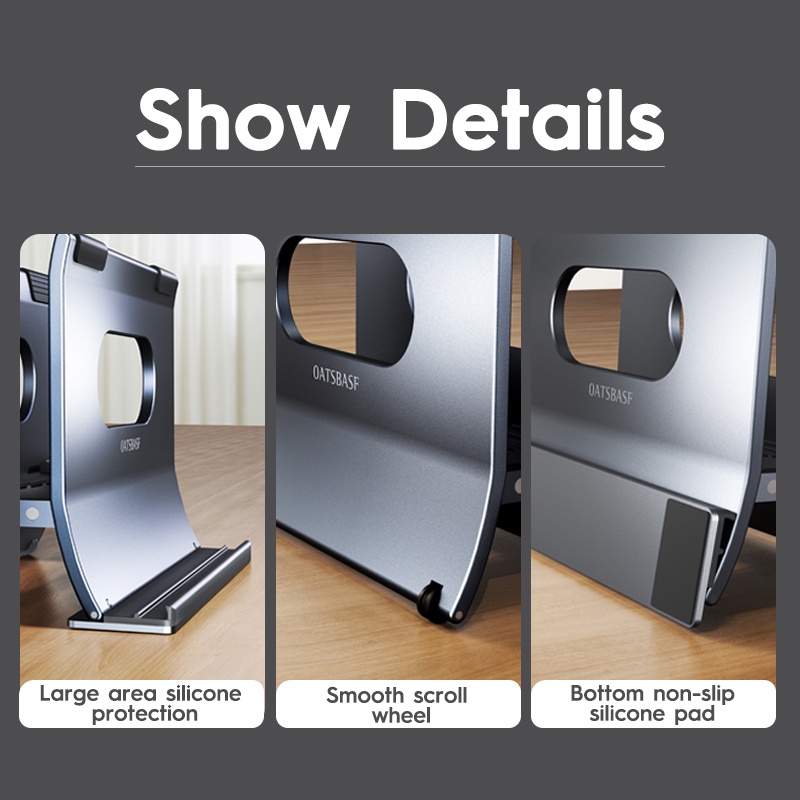 OATSBASF Vertical Laptop Holder Aluminum Alloy Anti-Slip Notebook Stand ...