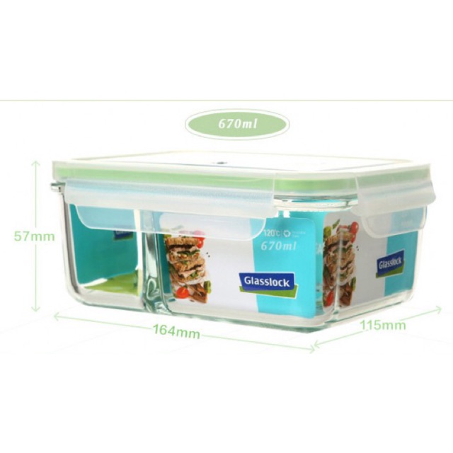 Rectangular Glasslock Box Divided Into 670ml | Shopee Philippines