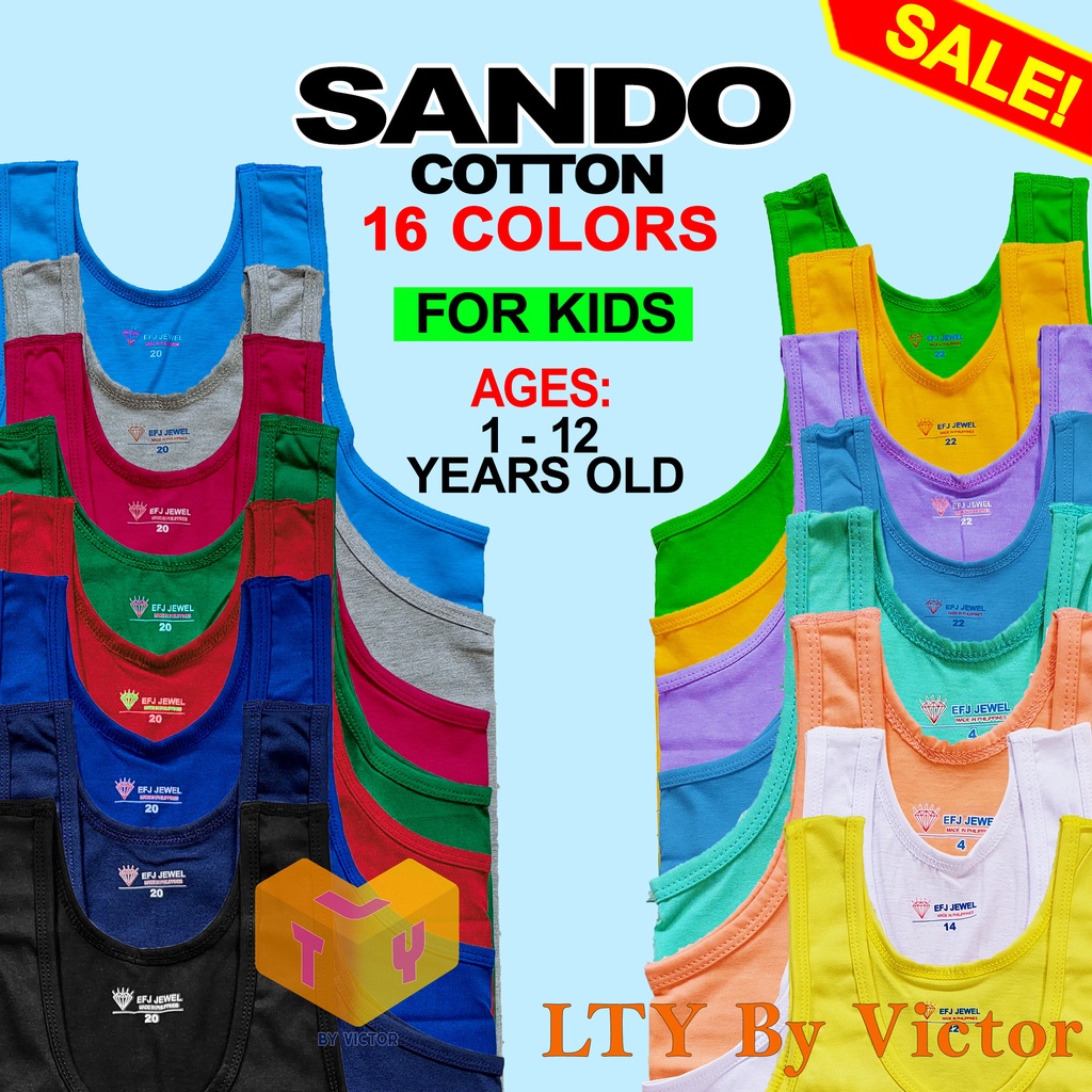 6PCS TANK TOP COTTON for KIDS BOY COLORED JEWEL SANDO COLORS KID BOYS ...