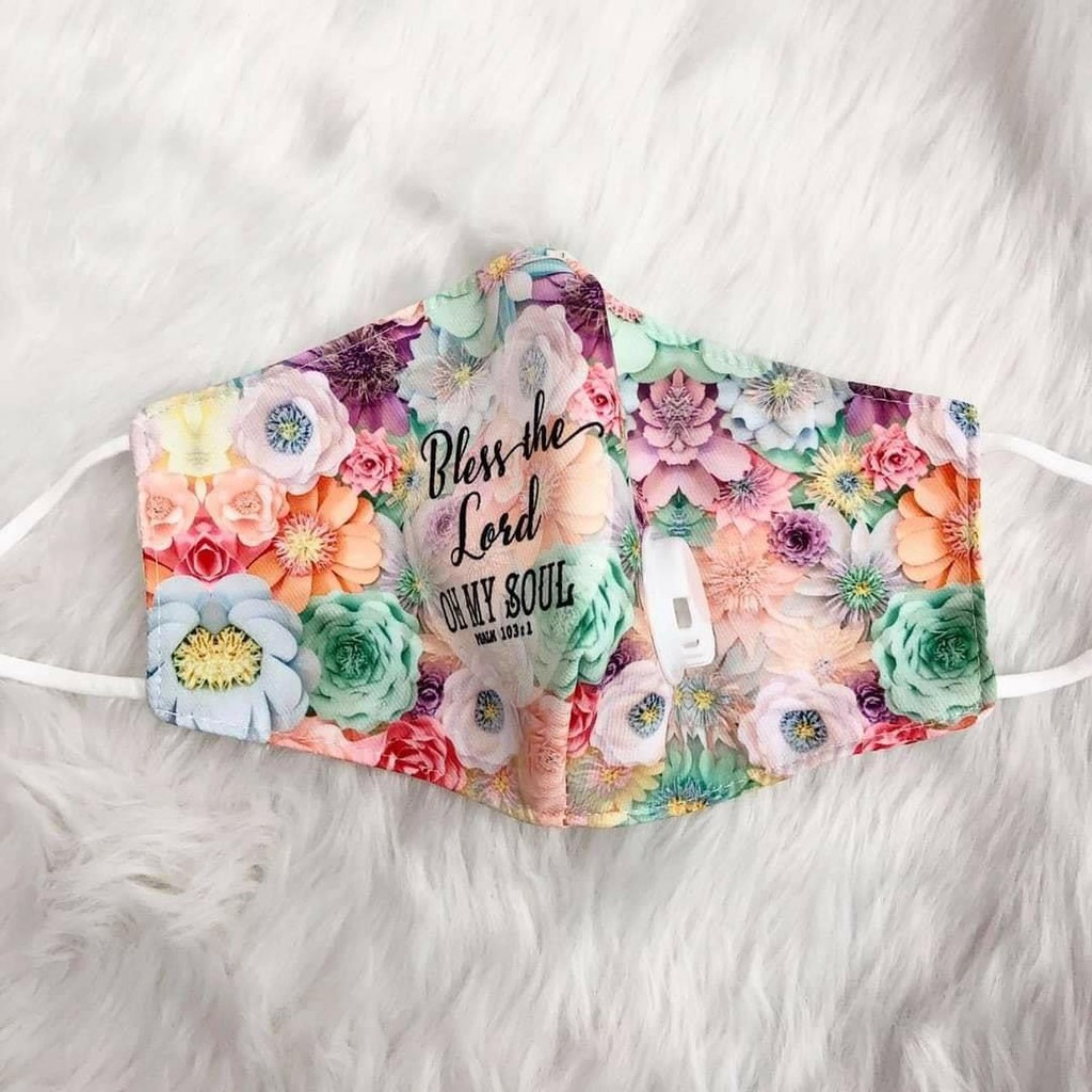 Reusable Face Mask with Filter - Floral - Inspirational / Bible Verse ...