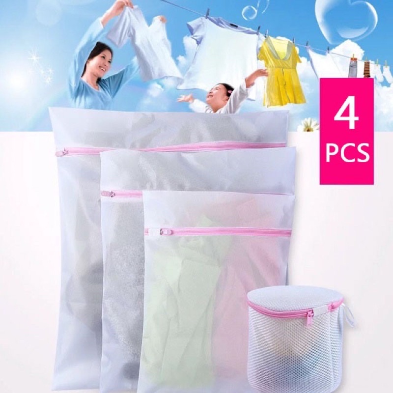4pcs /set Washing Net Bag Storage Organizer Pouch | Shopee Philippines