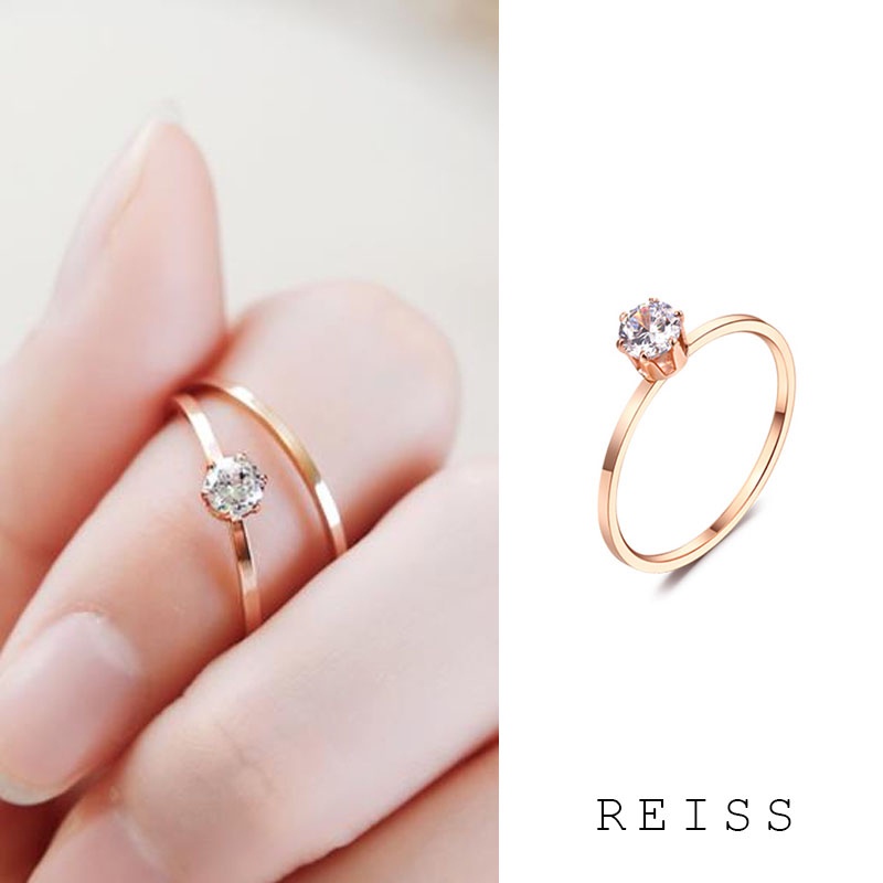 Promise Ring Titanium Ring 1 Karat Diamond Up Gold Ring For Women Anti ...