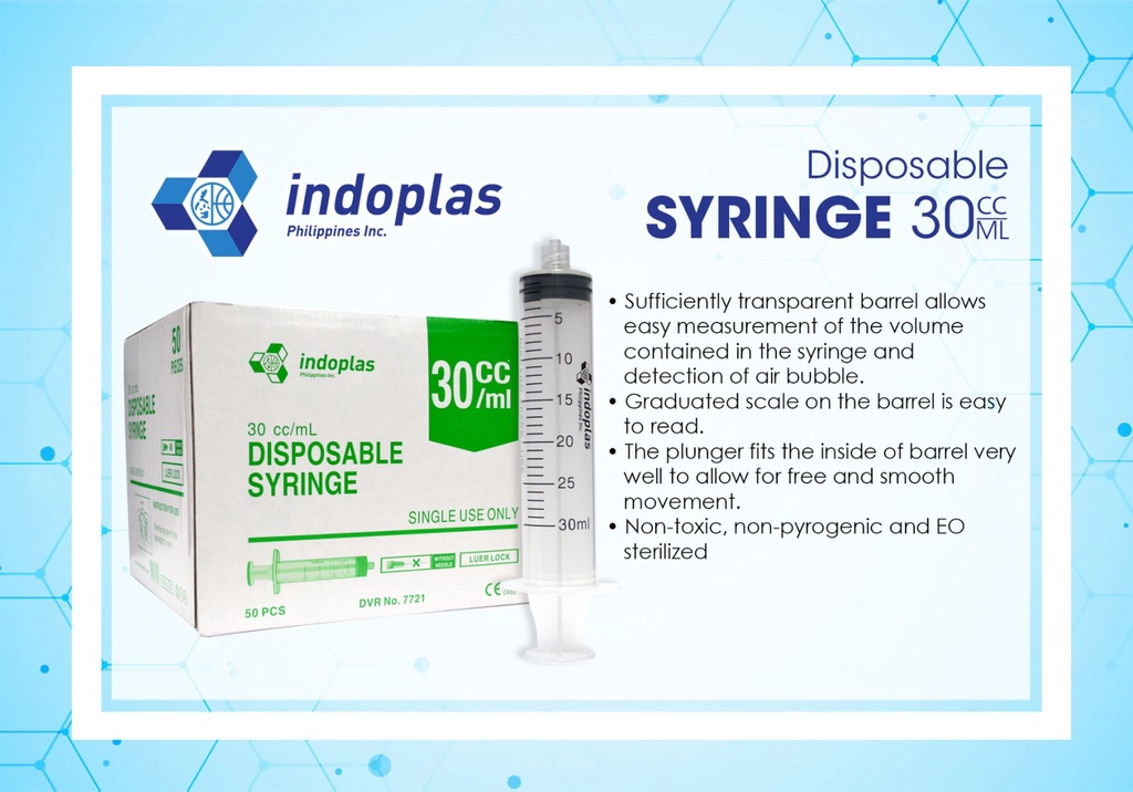 Indoplas 30cc Disposable Syringe w/o Needle Box of 50 | Shopee Philippines