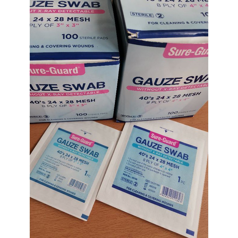 SURE-GUARD GAUZE SWAB w/o XRAY DETECTABLE 40's 24x28 MESH [100 STERILE ...