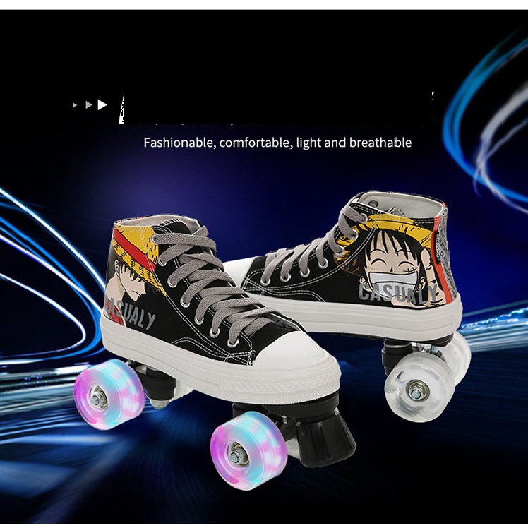 Anime One Piece Adult Beginner Canvas Skates Men's and Women's Children ...