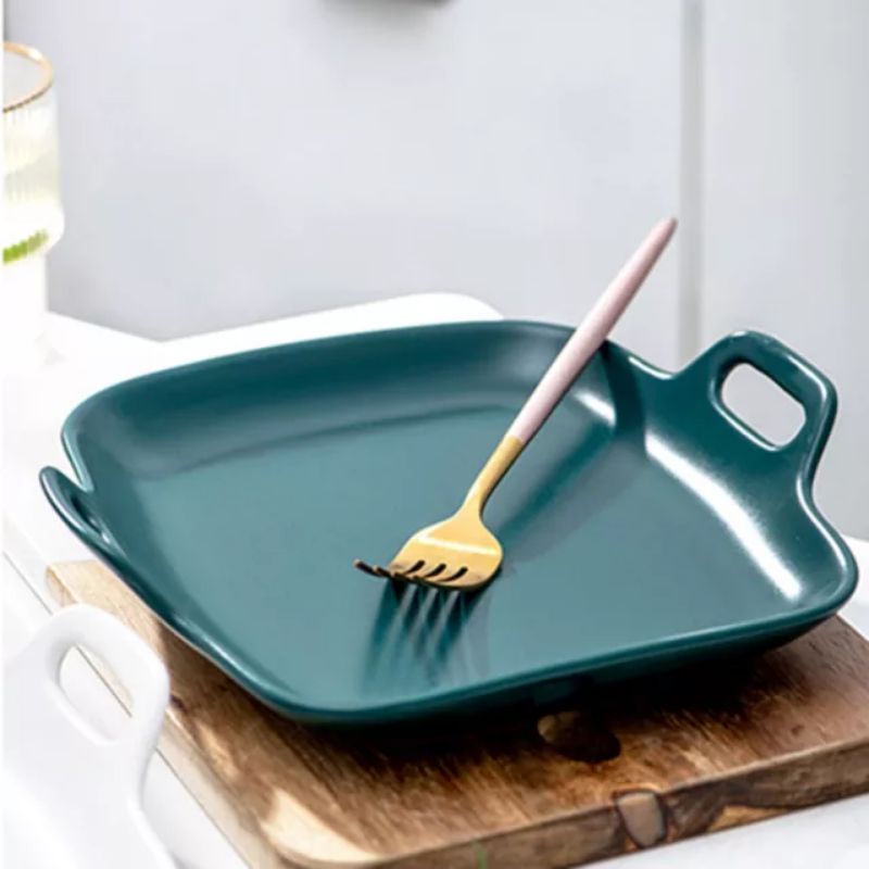 CERAMIC Square Pasta Plate (21.5*20.7*2.6cm) Assorted Color | Shopee ...