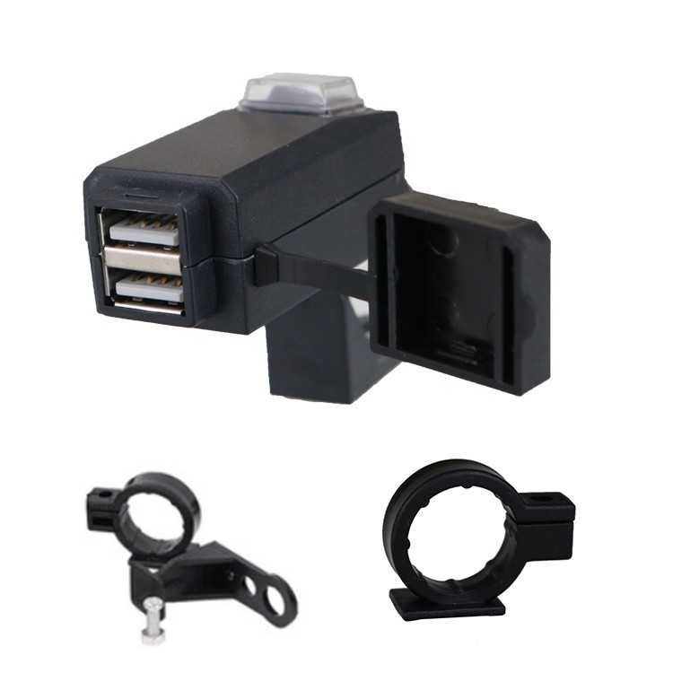 12V-24V 3.1A Motorcycle Handlebar Multi - Function Dual USB Socket ...