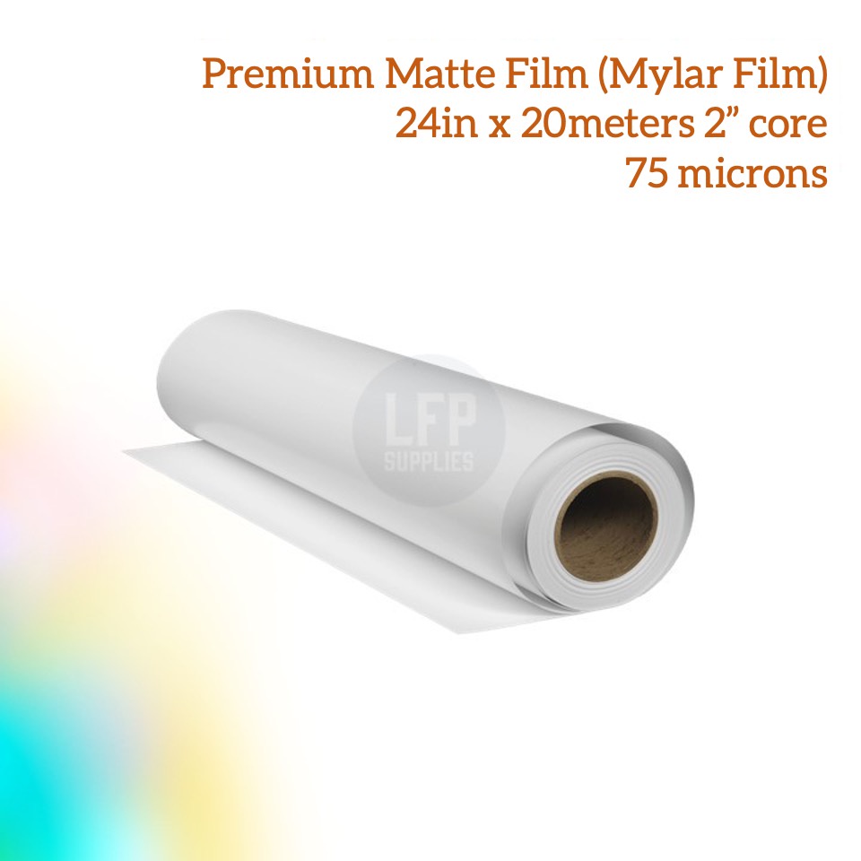 Premium Matte Film (Mylar Film) 24"x20 meters / 2in core - 75 microns ...
