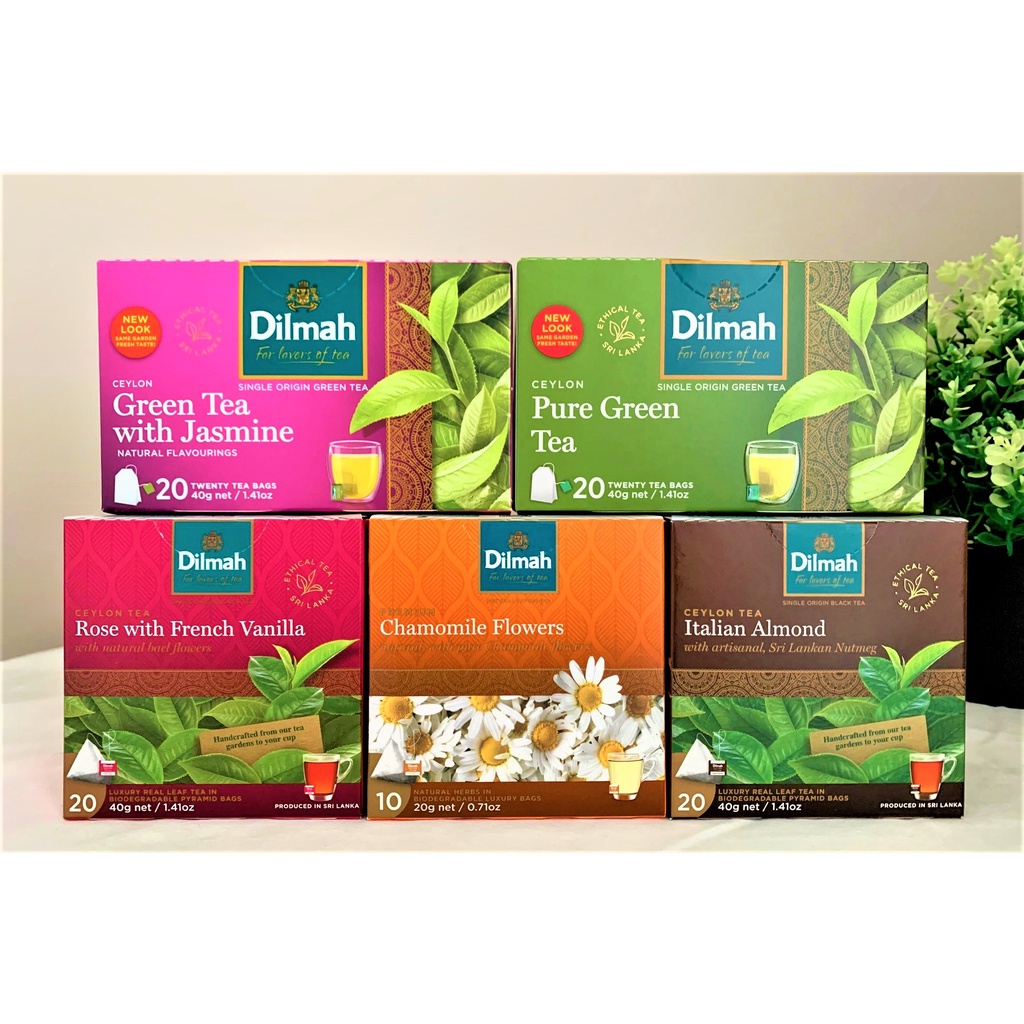 Dilmah Pure Ceylon Green Tea/Jasmine Flavour Green Tea/Exceptional French Vanilla Tea/Italian ...