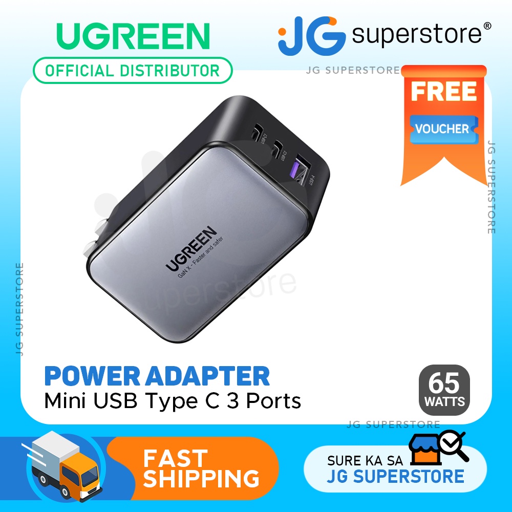 UGREEN 65W Mini USB Type C 3 Ports Fast Wall Charger Power Adapter for Laptop, Tablet, Phone ...