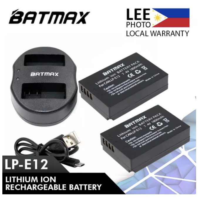 Batmax 2pcs LP-E12 Batteries + USB Dual Charger For Canon M | Shopee Philippines